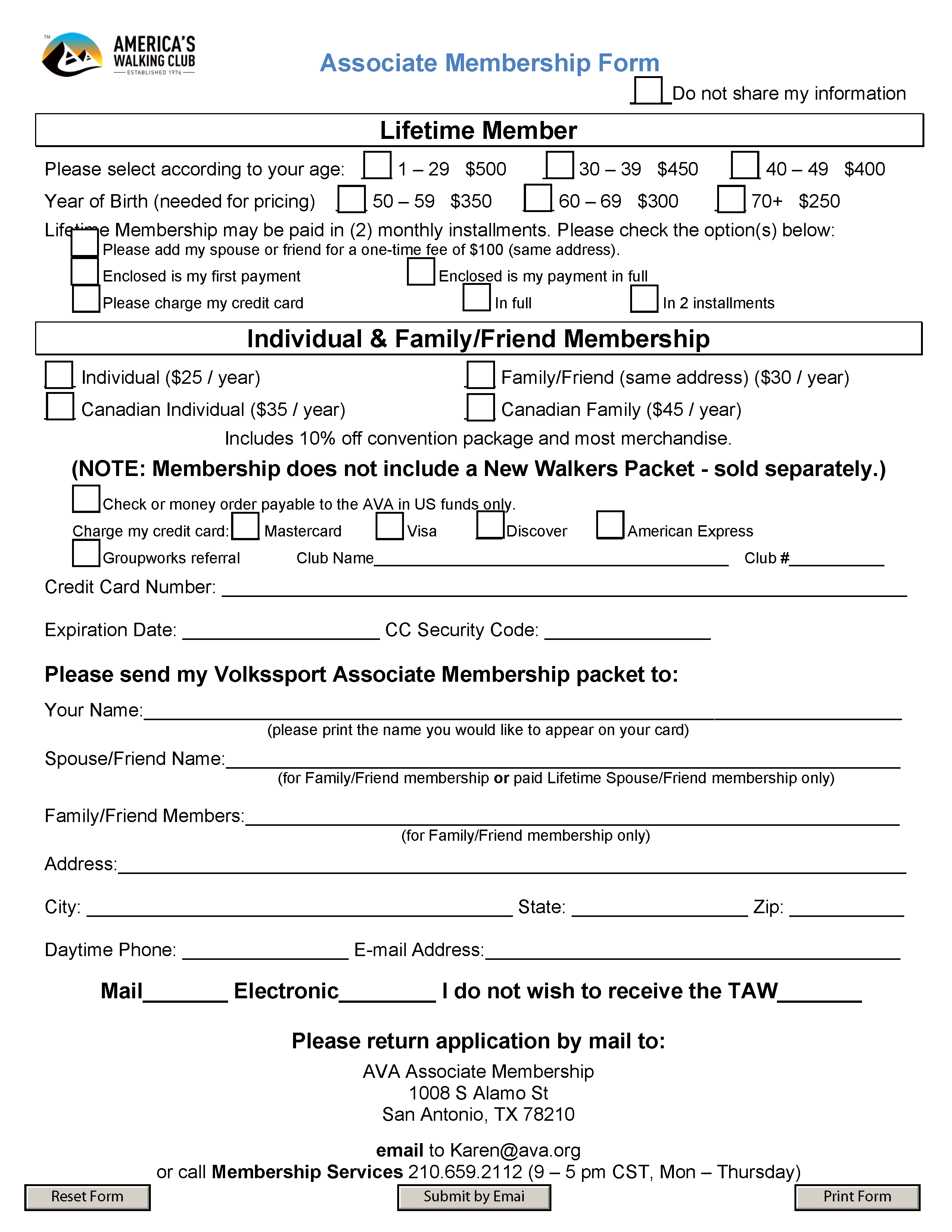Associate Membership Application Form